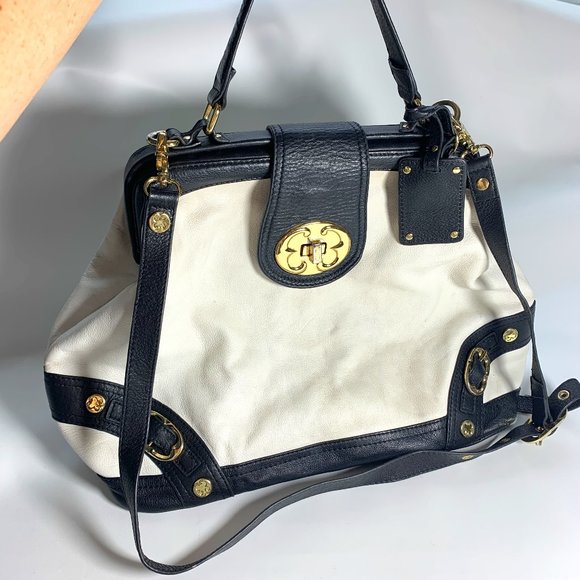 Emma Fox | Bags | Emma Fox Newport Framed Black White Leather Bag ...